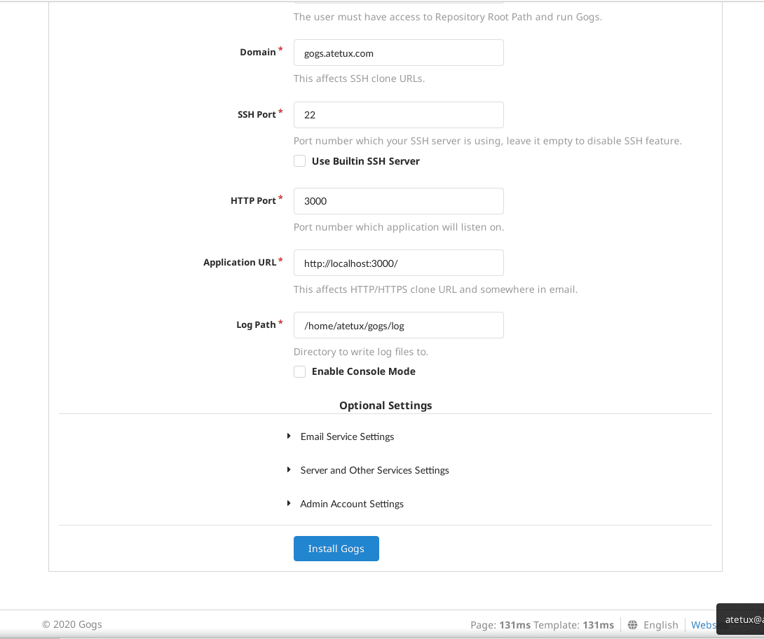 How To Install Gogs Git Server on Ubuntu 20.04 - Atetux