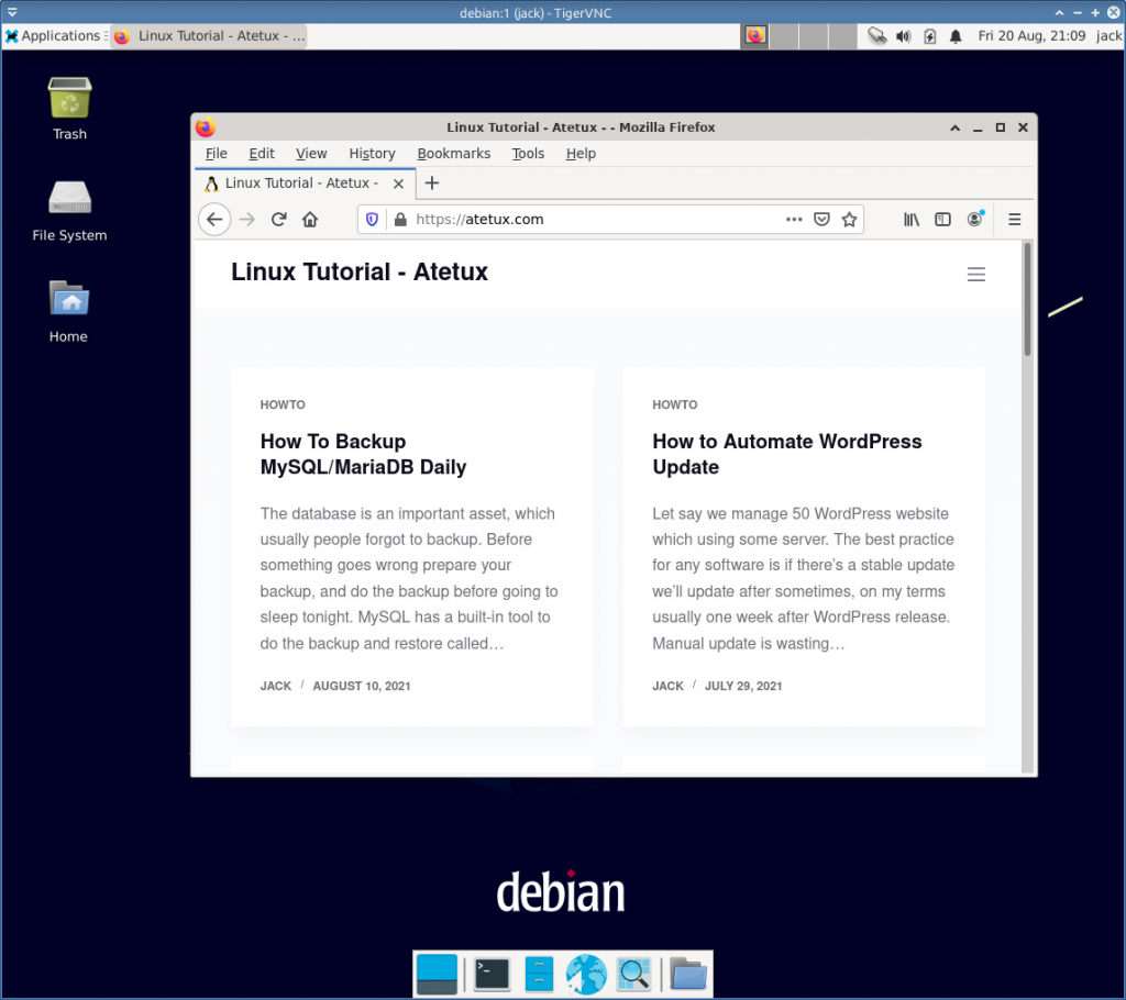 How To Install TigerVNC on Debian 11 - Atetux